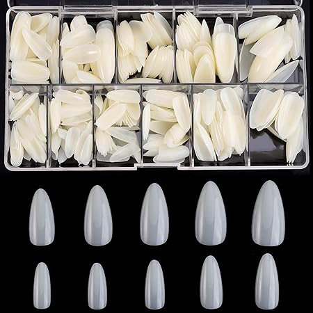 Amazon.com: UNA GELLA Almond Fake Nails 216pcs Almond Press on Nails ...