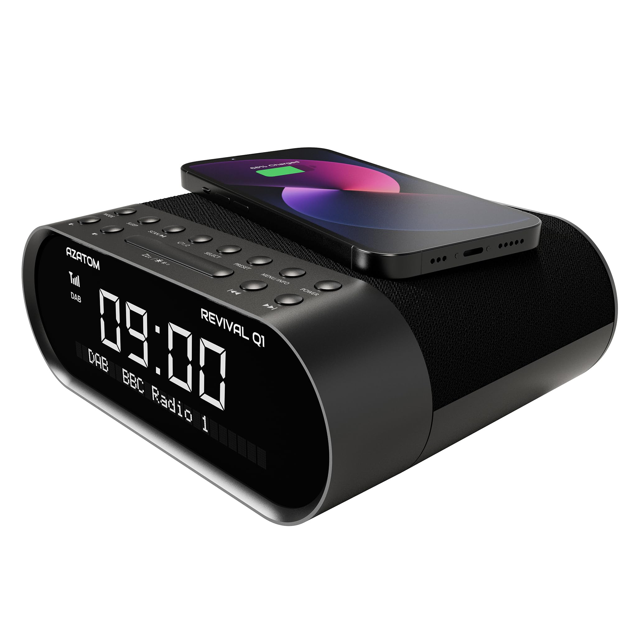 AZATOM DAB+ DAB Digital FM Clock Radio, Wireless Phone Charger, Dual ...