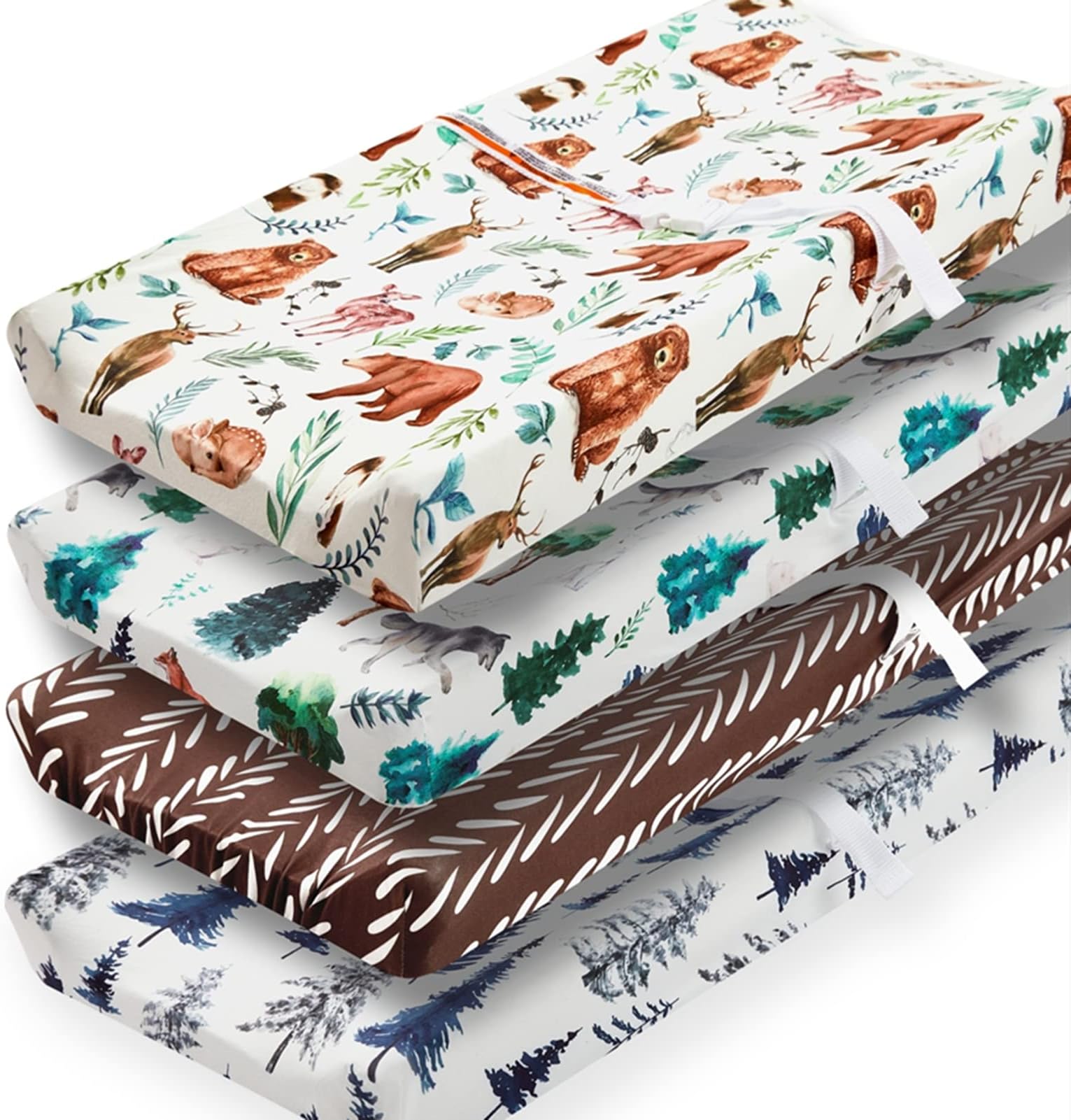 Amazon.com: 4 Pack Changing Pad Covers Woodland Forest Animals Wood ...