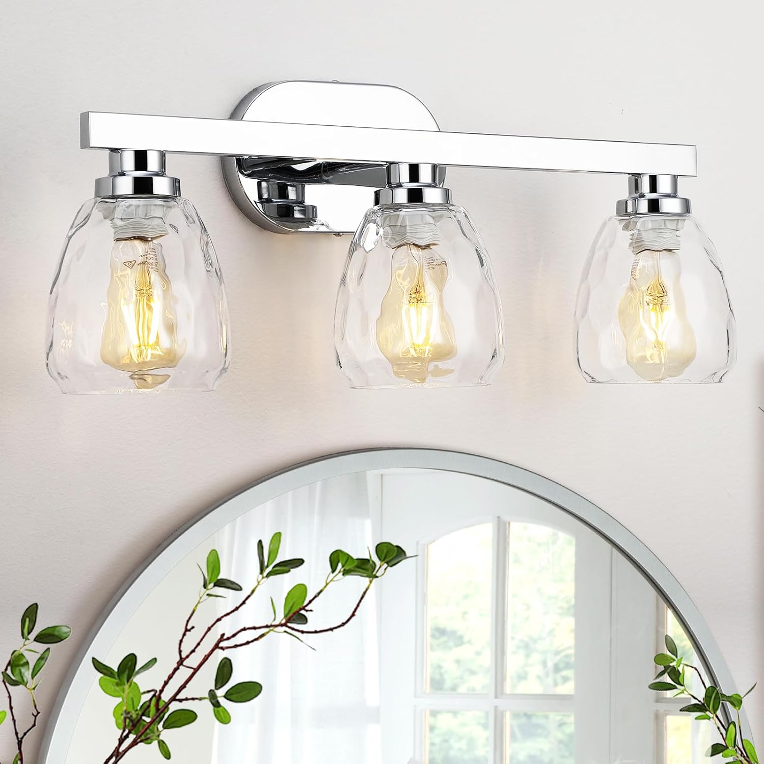 GAOMON 3 Light Bathroom Light Fixtures, Chrome Vanity Light Fixtures ...