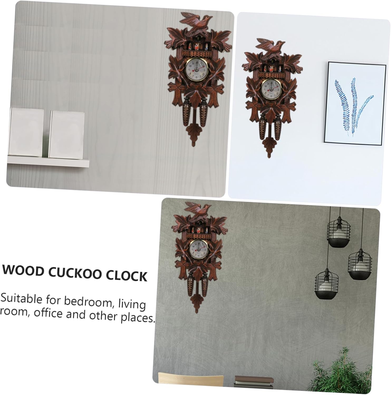 HOMSFOU Wooden Wall Clock coo Traditional Cuckoo Clock Vintage Wall ...