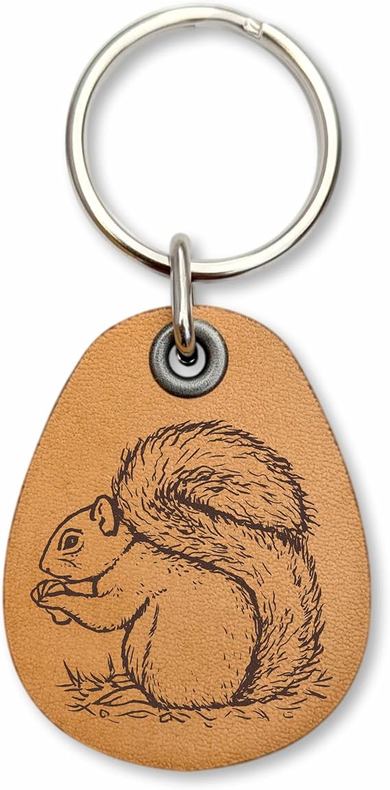 Amazon.com: ForLeatherMore Genuine Leather Squirrel Keychain ...