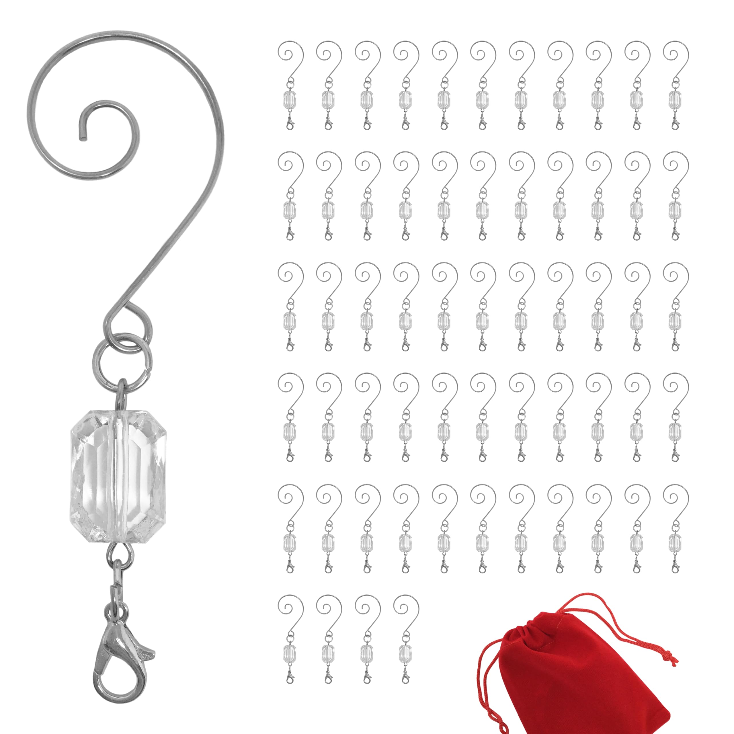 Amazon.com: Christmas Ornament Hooks - Clear Acrylic Gem Style Beads ...