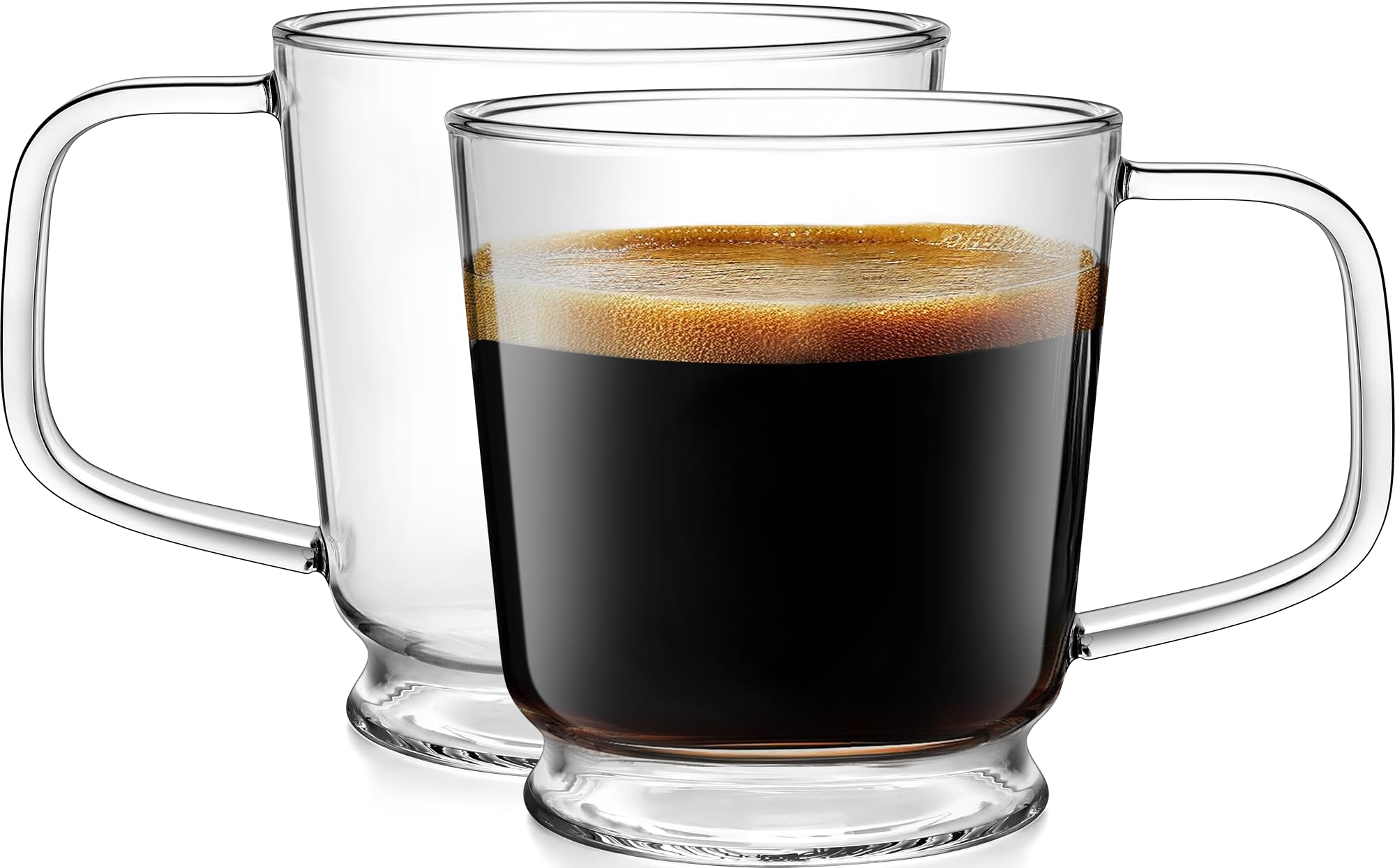 Amazon.com: Aquach Set of 2, 16-Ounce Glass Coffee Mugs with Handle ...
