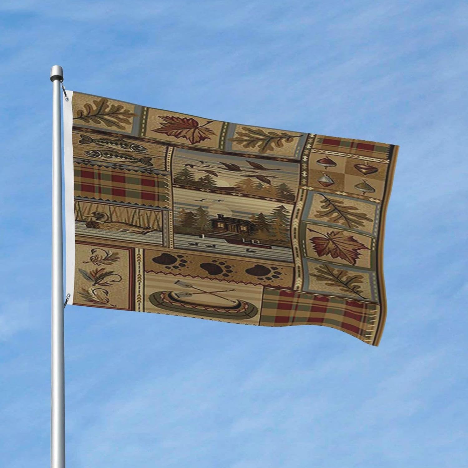 Amazon.com : Double Sided Flag Sunrise Lake Rustic Lodge The Cabin ...