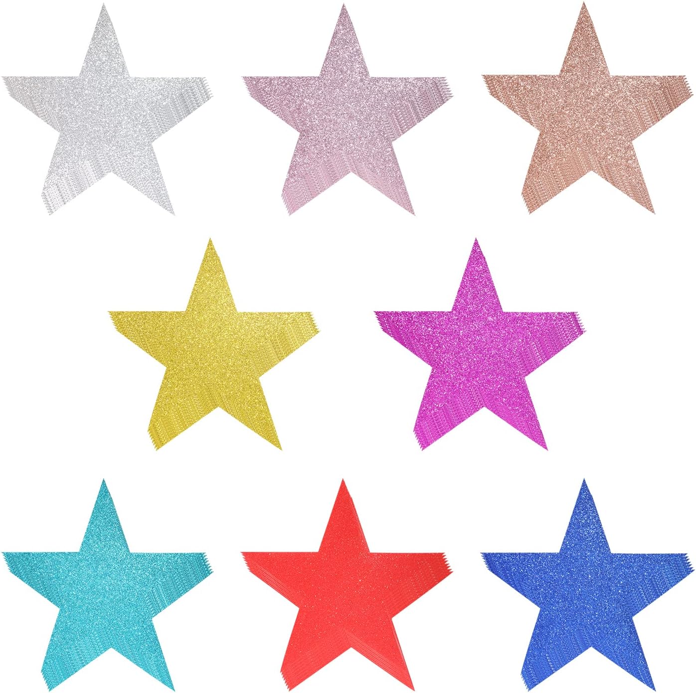 Amazon.com: Glitter Star Cutouts Penta Angel 80 Pieces 5'' Paper Star ...