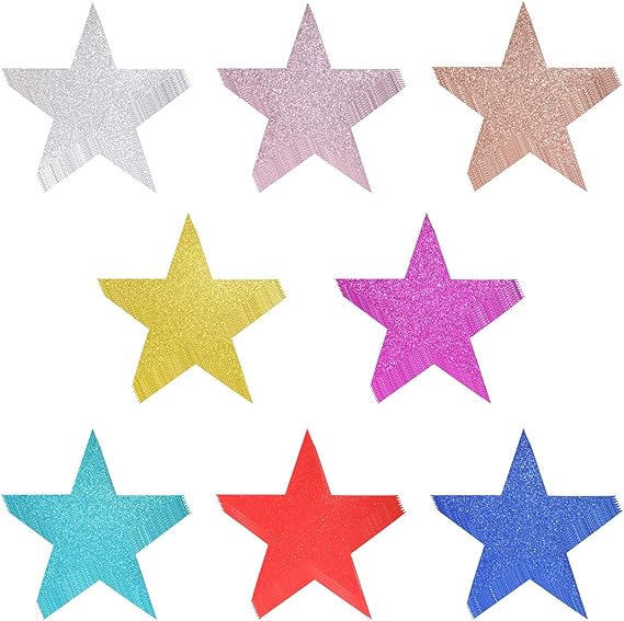 Amazon.com: Glitter Star Cutouts Penta Angel 80 Pieces 5'' Paper Star ...