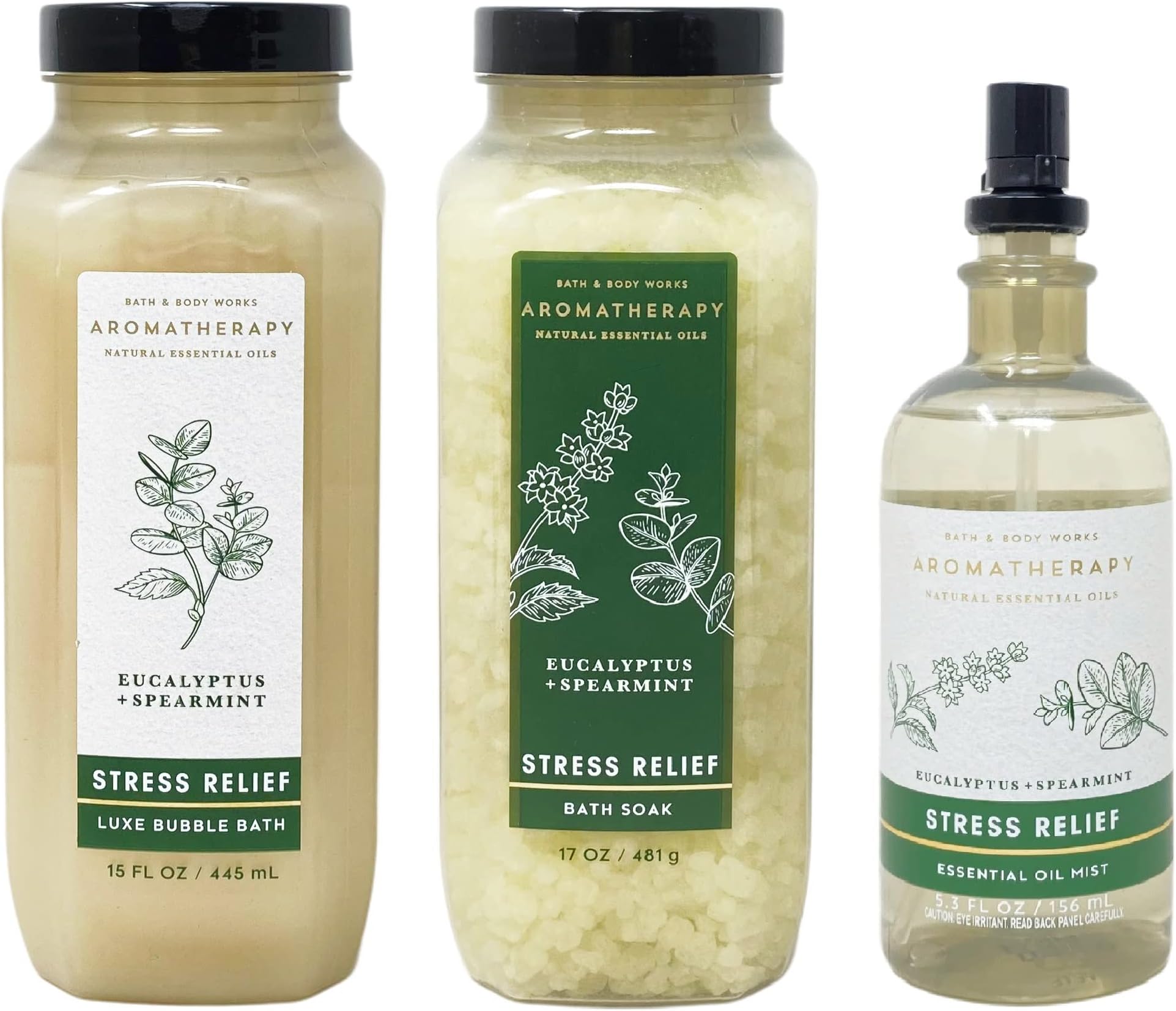 Amazon.com : Bath & Body Works Aromatherapy Stress Relief Eucalyptus + Spearmint 3 Piece Gift ...