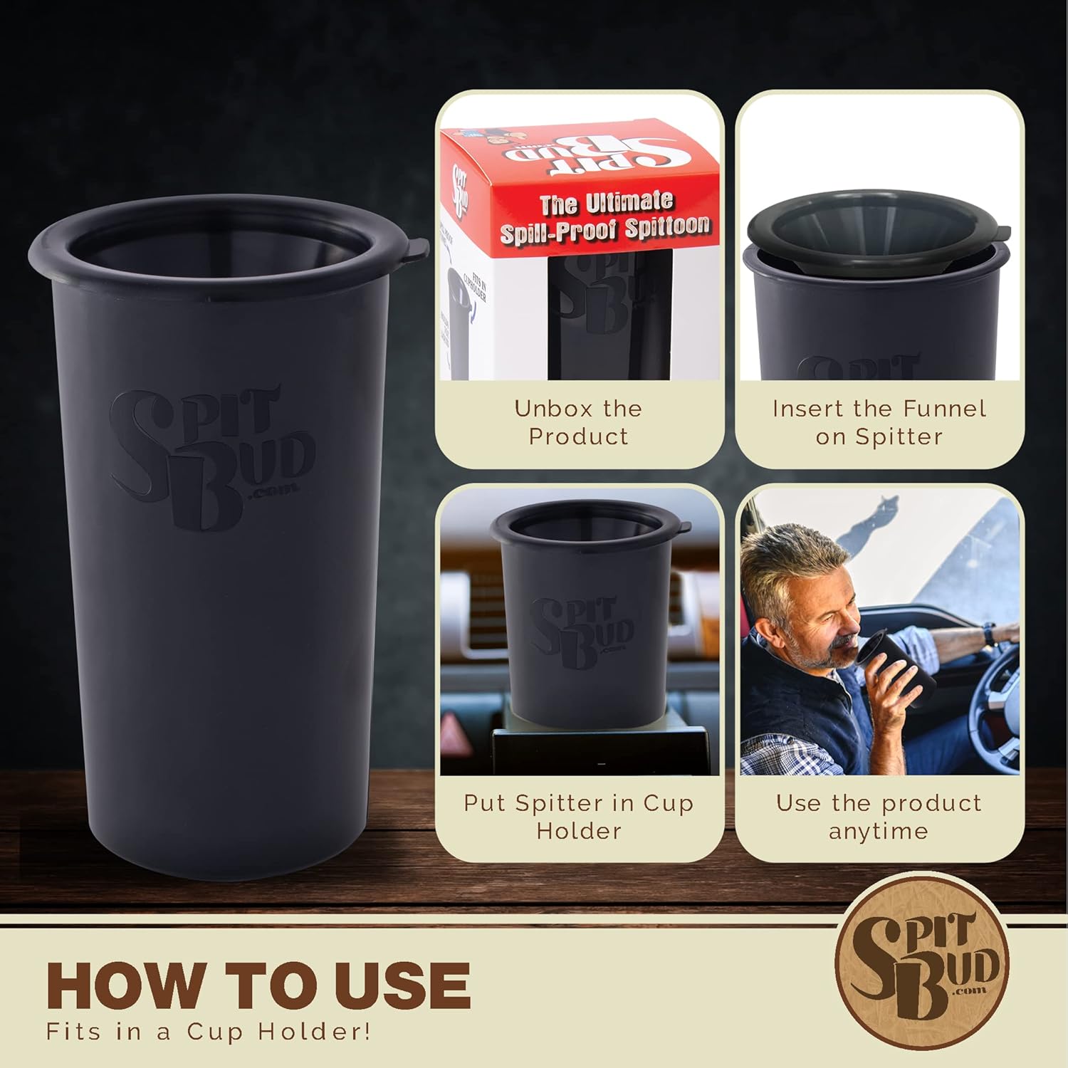 Spit Bud Original Black – Spittoon para masticar tabaco – Taza portátil ...