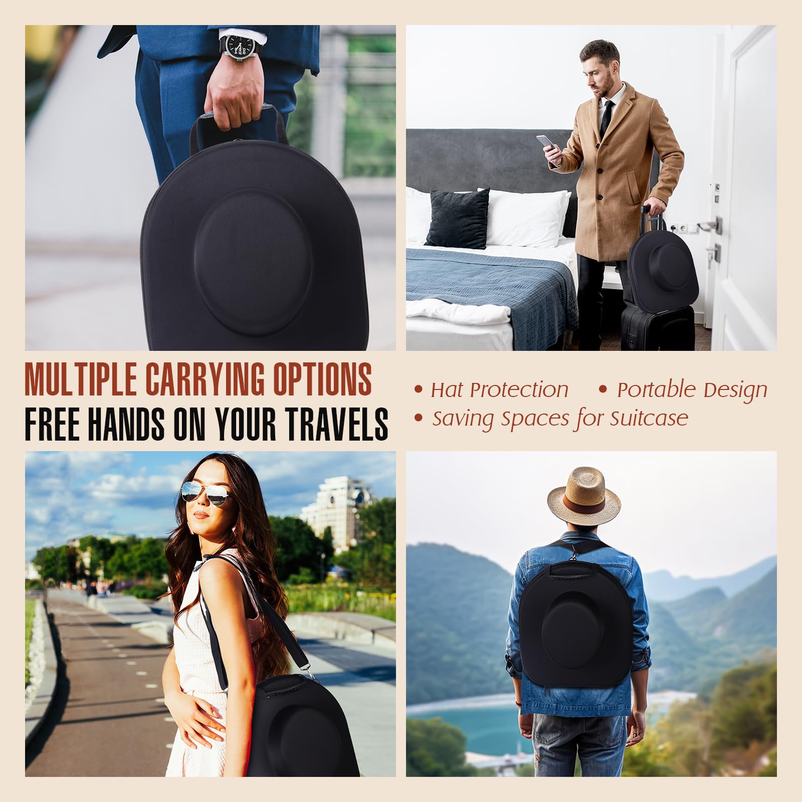 Paterr 2 Pcs Cowboy Hat Holder for Travel,Crush Proof Hat Carrier Case ...