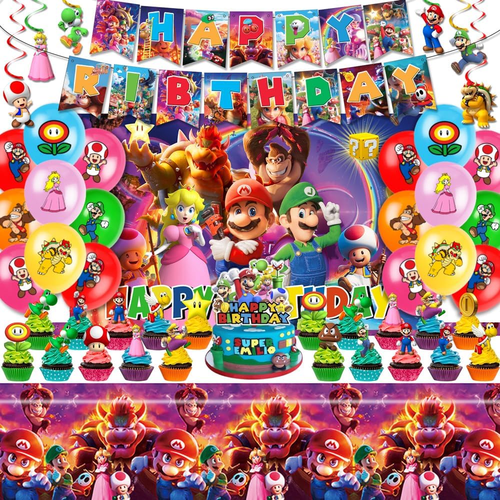 Amazon.com: Mario Birthday Party Supplies, Party Decorations Set ...