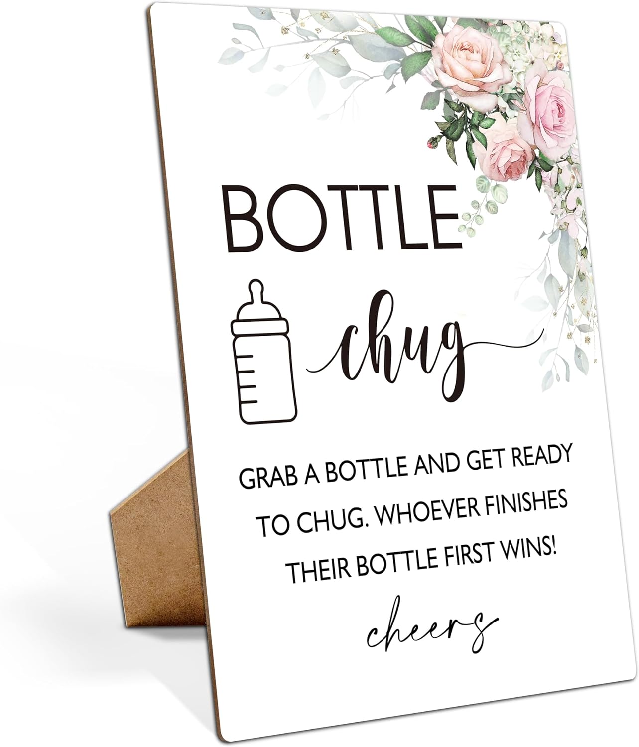 Amazon.com: Baby Shower Games Bottle Chug Sign-8x11 Inches Floral ...