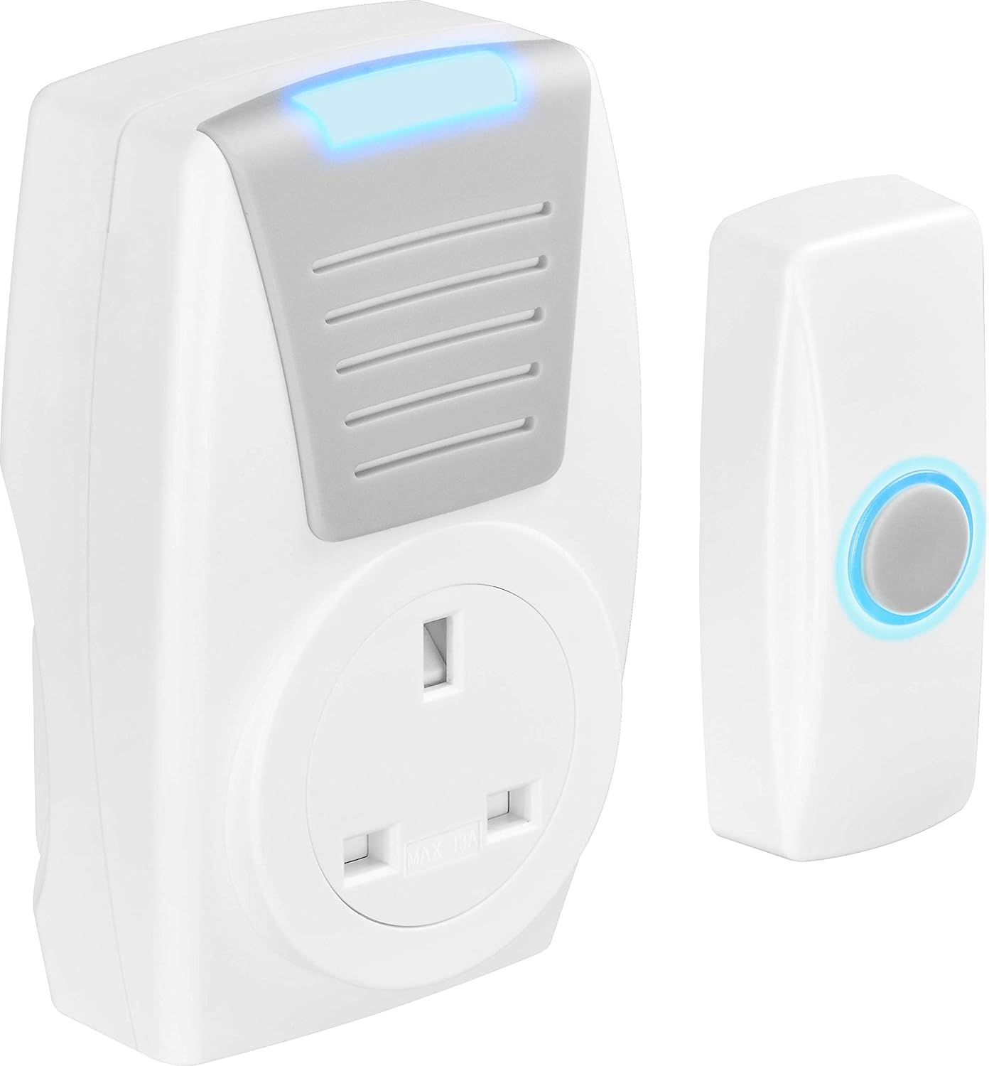 Masterplug Wireless Plug in DoorBell with IP44 Rated Push Button ...