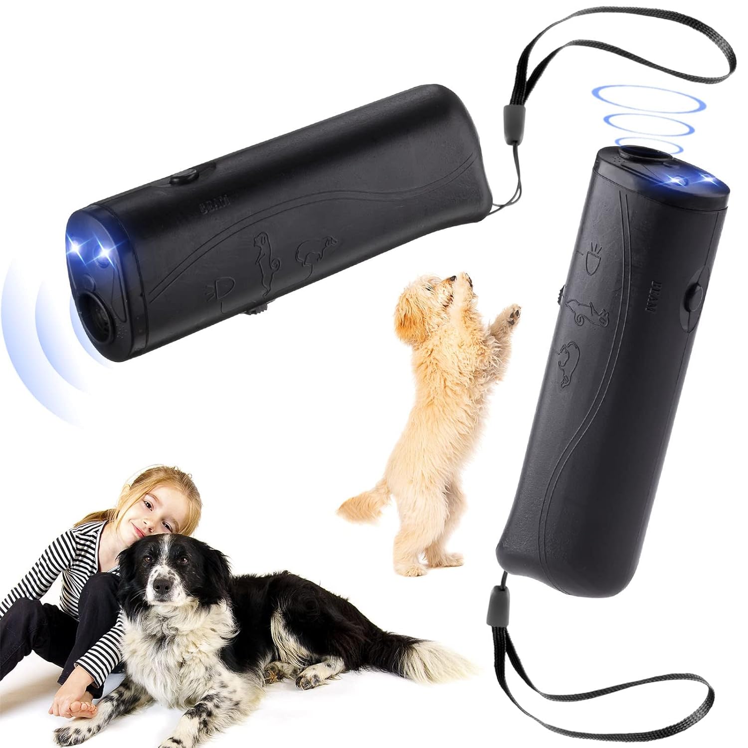 Excefore LED Ultrasonic Dog Trainer Device, 2 Pcs Handheld 3 in 1 Dog ...
