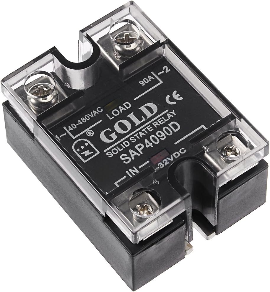 uxcell SAP4090D 3-32VDC to 40-480VAC 90A Single Phase Solid State Relay ...