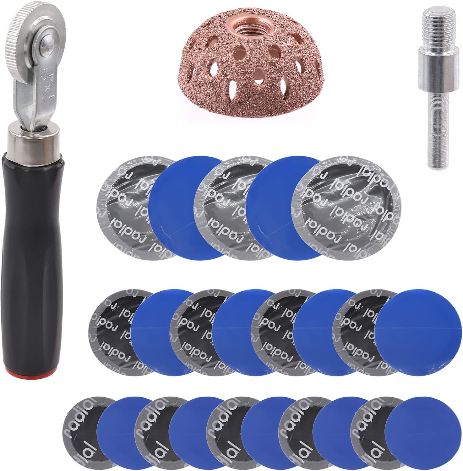 Amazon.com: Wokape 26Pcs Tire Repair Patch Kit with 42mm Tire Coarse ...