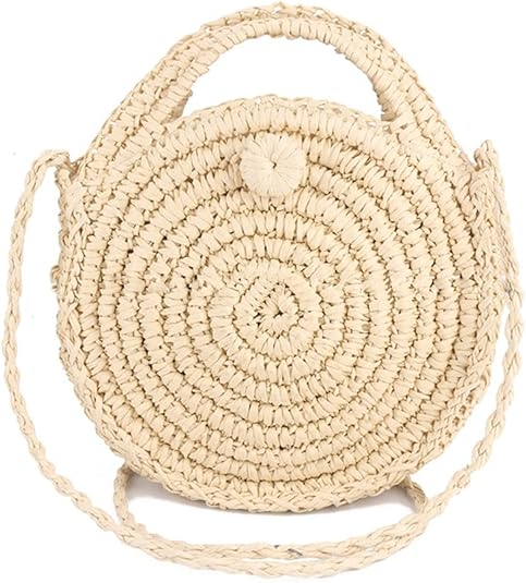 Teeya Straw Crossbody Bag Women Weave Shoulder Bag Round Summer Beach ...