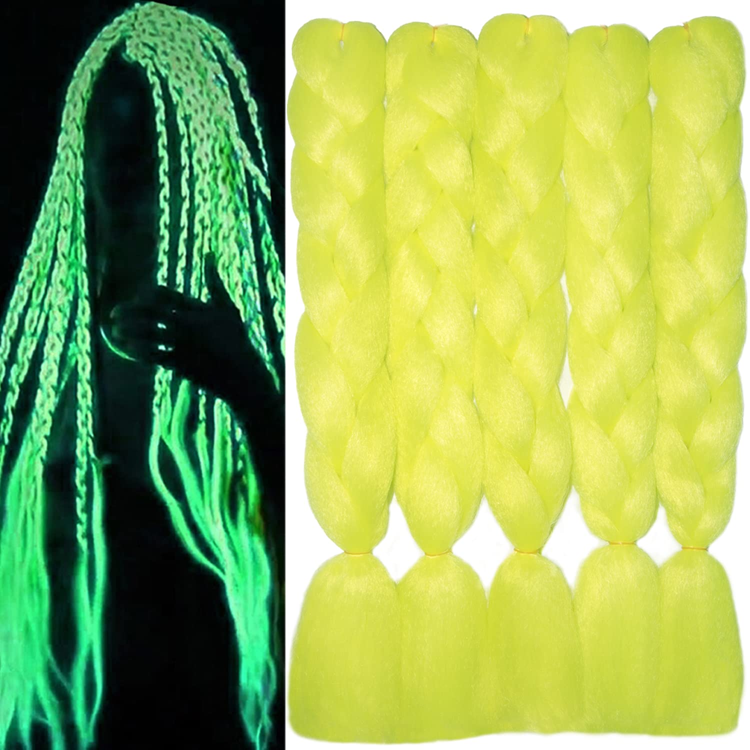 Amazon.com : Neon Yellow Braiding Hair Jumbo Braid Hair Extensions for ...