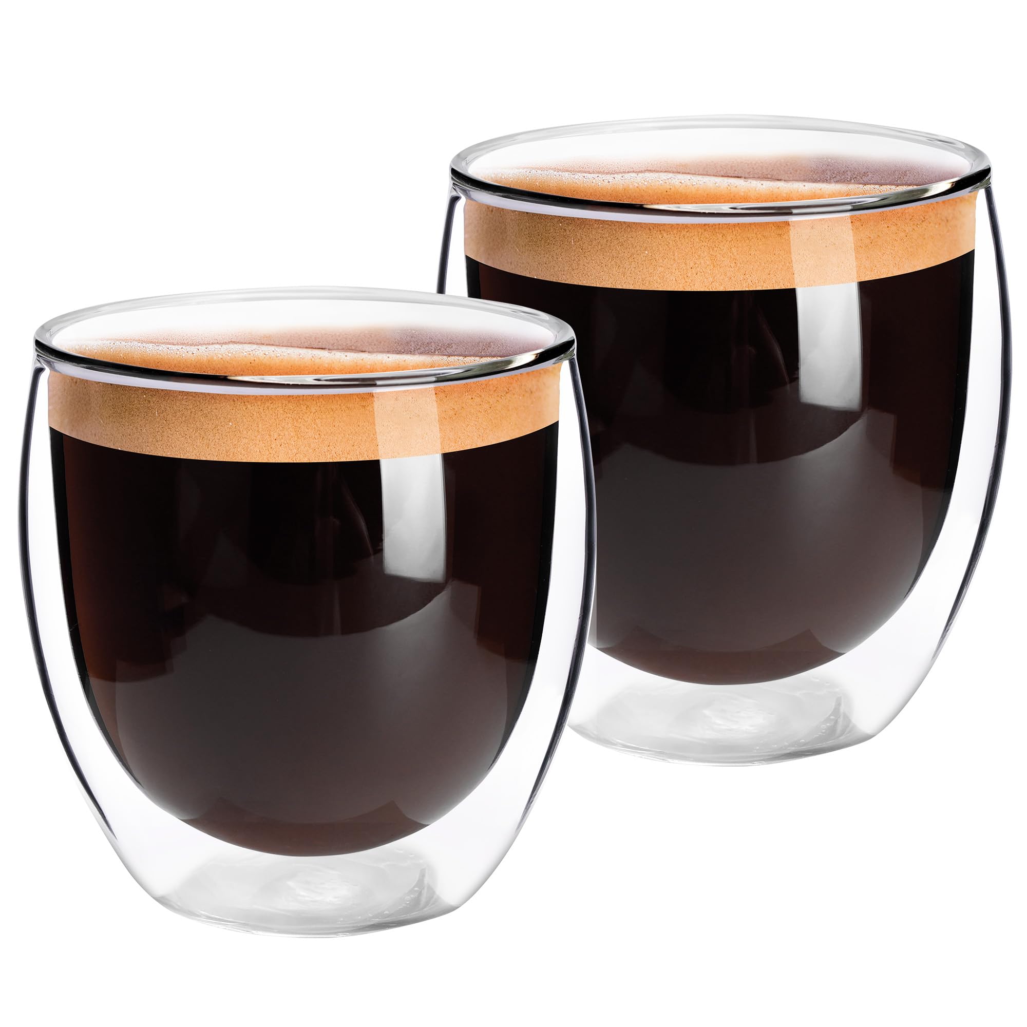 Amazon.com | EYMPEU Espresso Cups Set of 2, 8 Oz Double Walled Glass ...