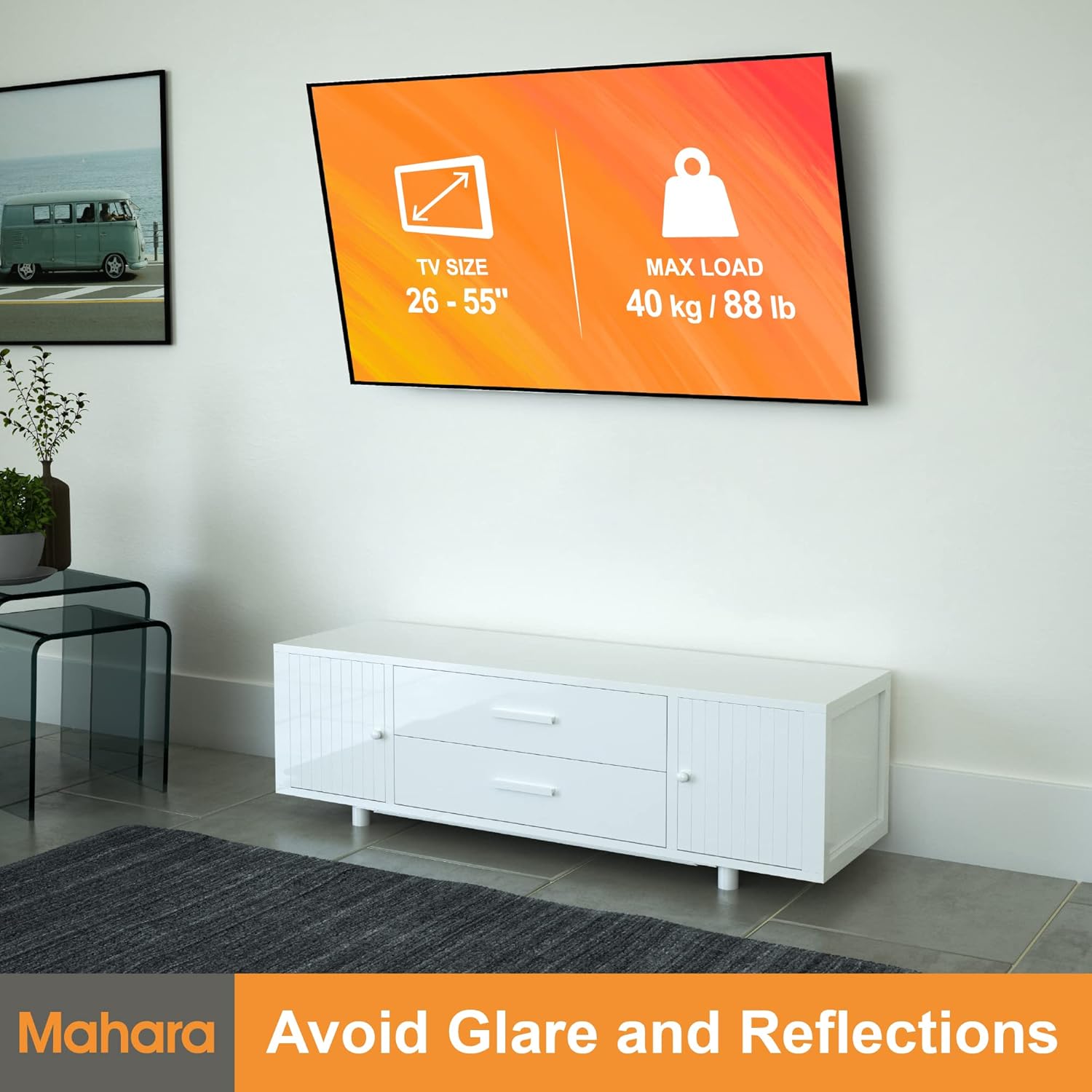 Mahara TV Wall Mount Bracket, Tilting, for up to 55 inch LED LCD Plasma ...