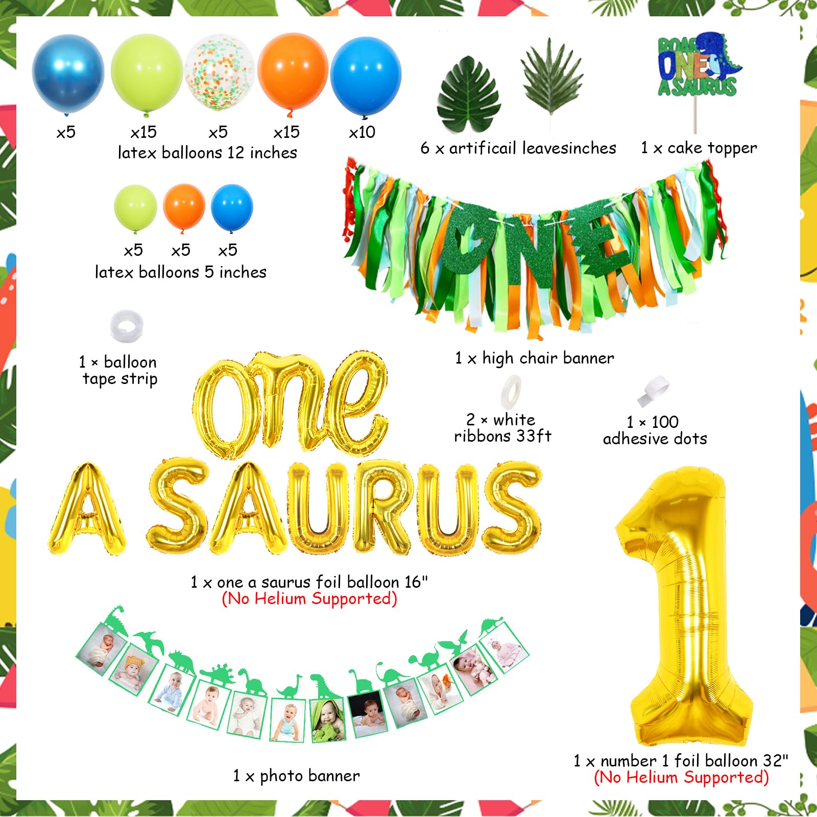 Snapklik.com : One A Saurus Birthday Decorations, Dinosaur 1st Birthday ...