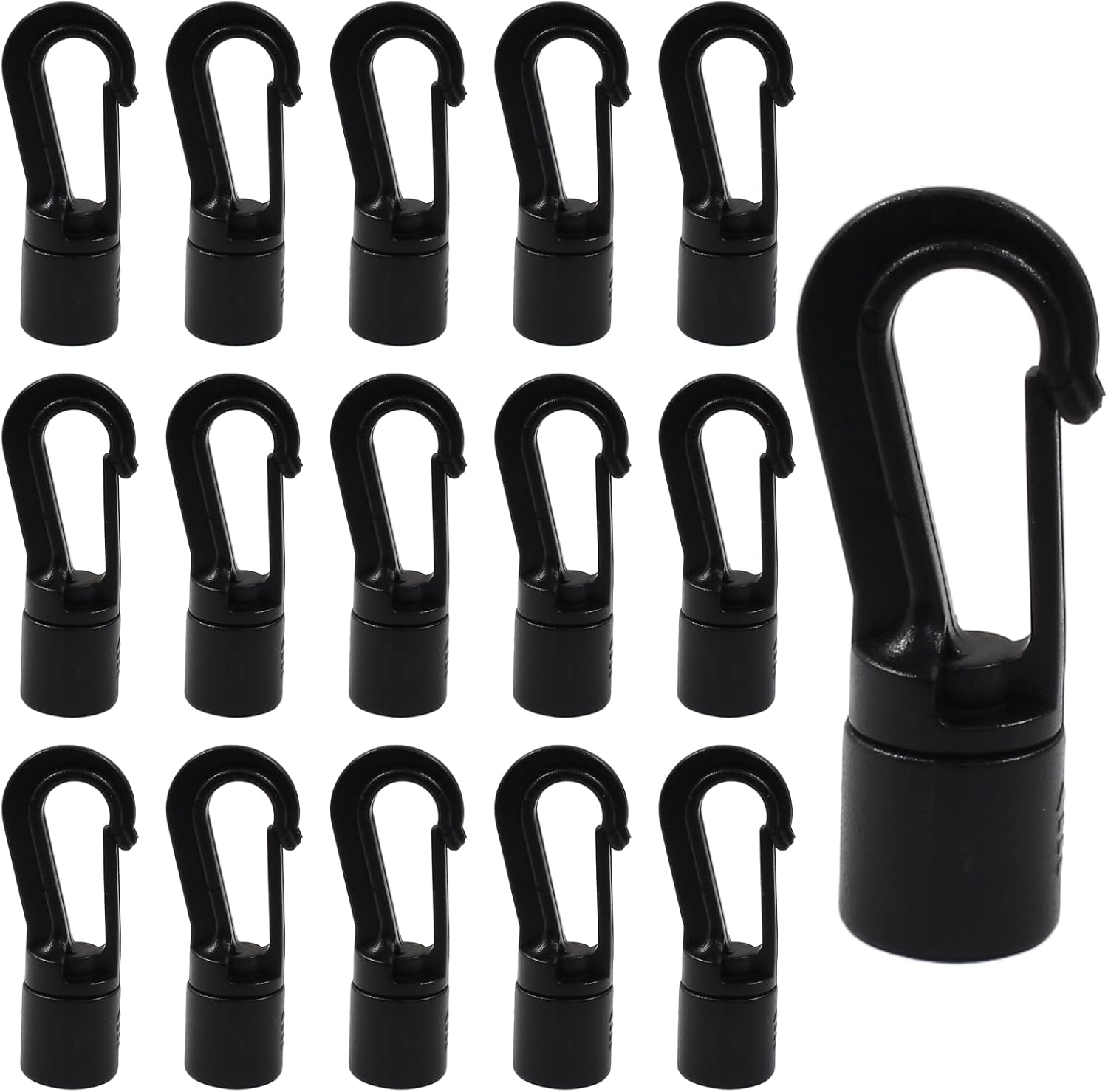 Litoexpe 16 Pcs Shock Cord Snap Hooks for 1/4 inch to 5/16 inch, Black ...
