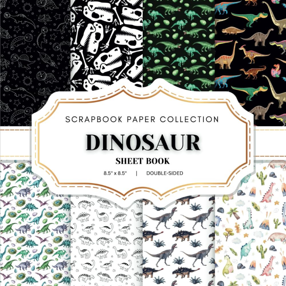 Dinosaur Scrapbook Paper Collection: 20 Dinosaur Scrapbooking Double ...