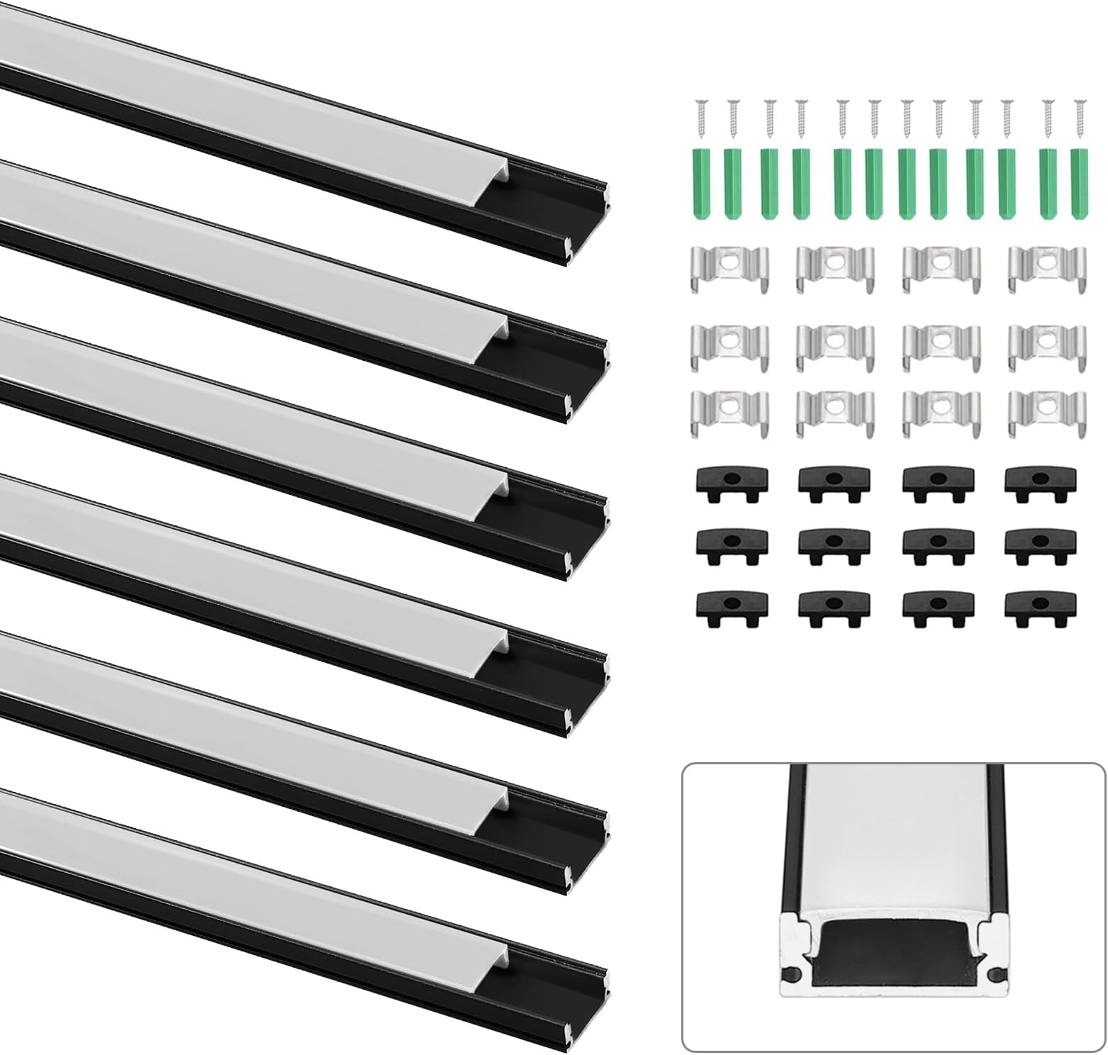 Jirvyuk Aluminium Led Profile, 1m/3.3ft LED Diffuser, Led Profile ...