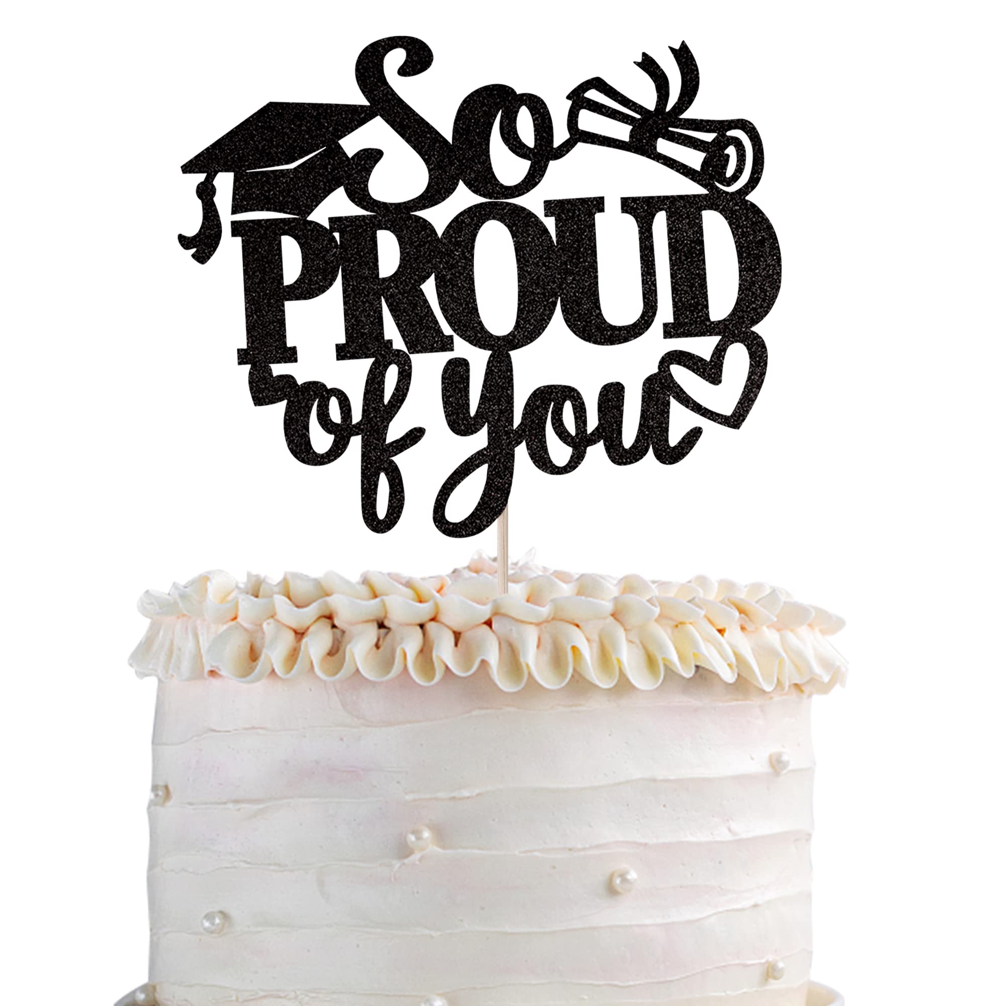 Buy SYKYCTCY 1 Pack So Proud of you Cake Topper with Black Glitter ...
