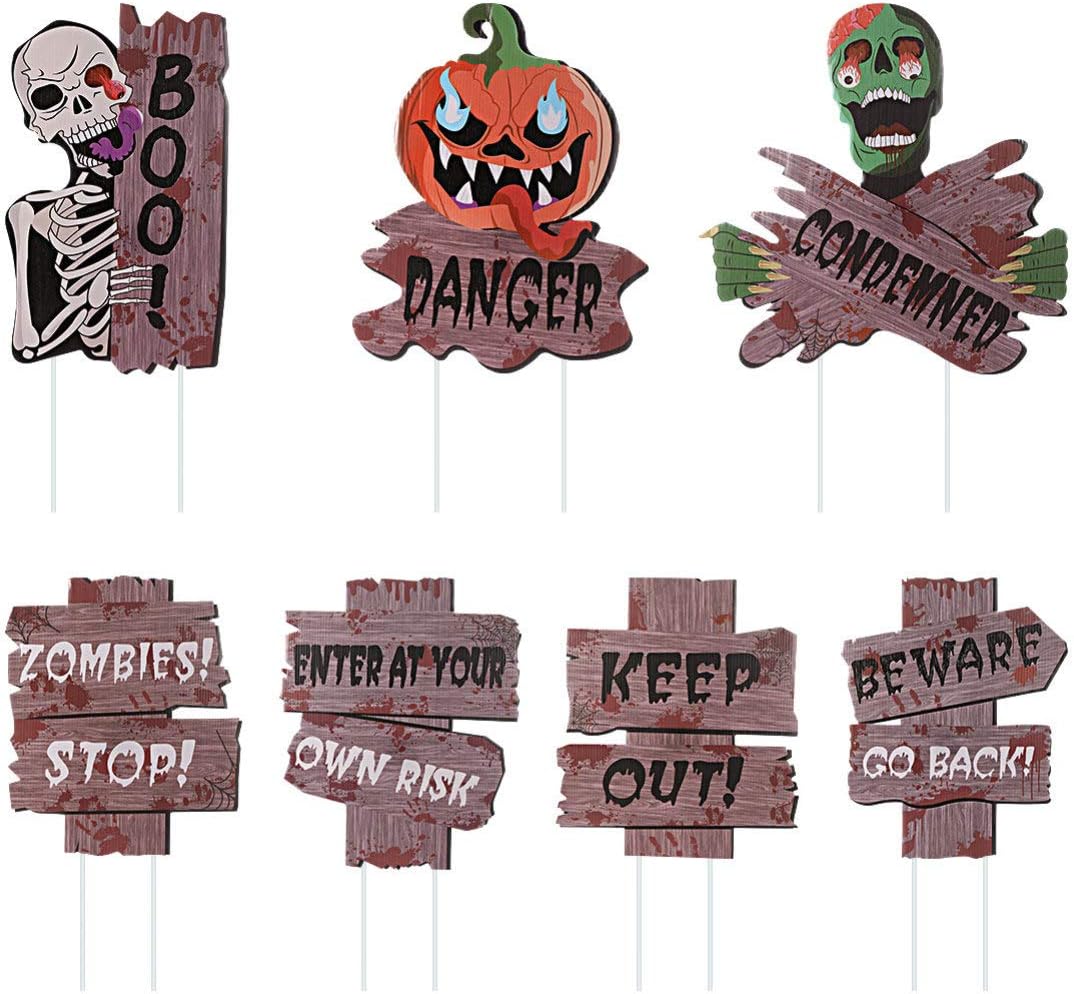 Amazon.com : STOBOK 7pcs Halloween Beware Yard Signs Stakes,Extra Large ...