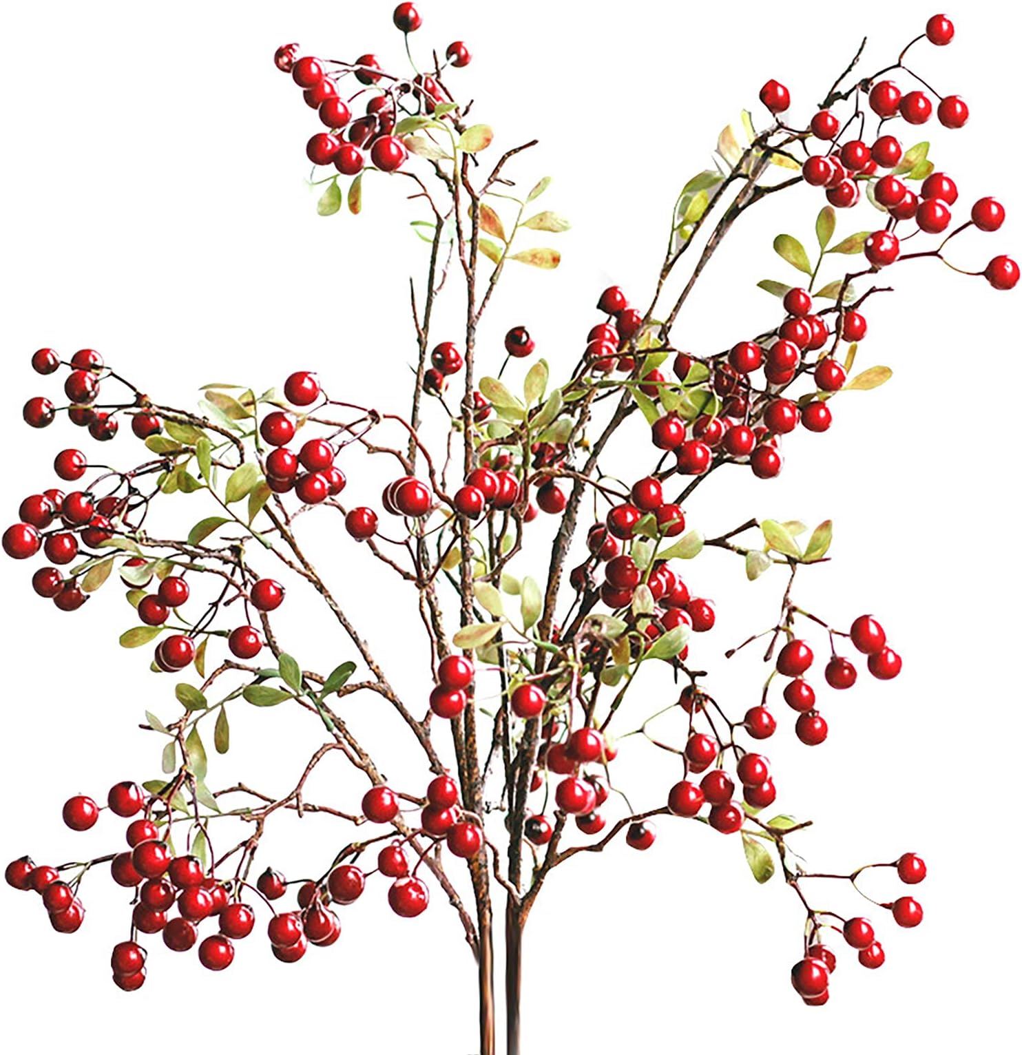 Amazon.com: 25 Inch Artificial Red Berry Stems Branches,Faux Berries ...