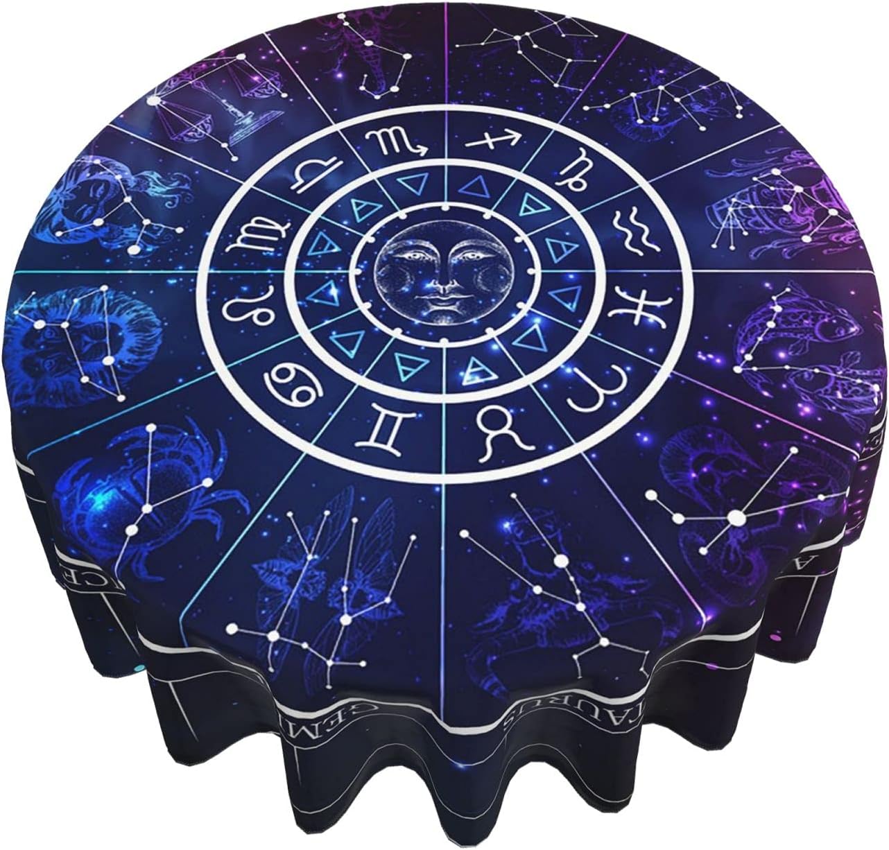 Amazon.com: TEDISMC Zodiac Wheel Star Sign Round Tablecloth 60 Inch ...