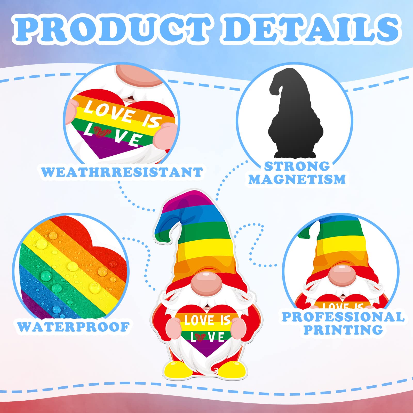 Snapklik.com : 25 Pcs Rainbow Magnetic Stickers Car Magnet Bumper ...