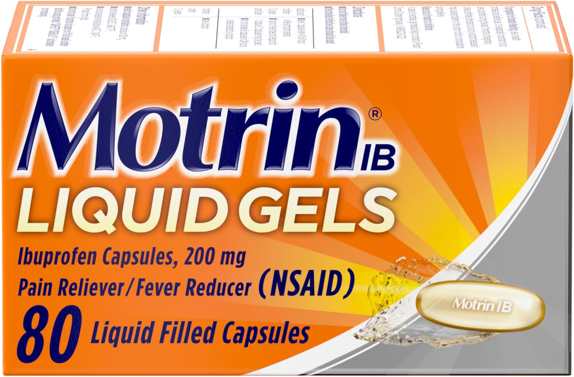 Amazon.com: Motrin IB Migraine Liquid Gel Caps, Ibuprofen 200 mg ...