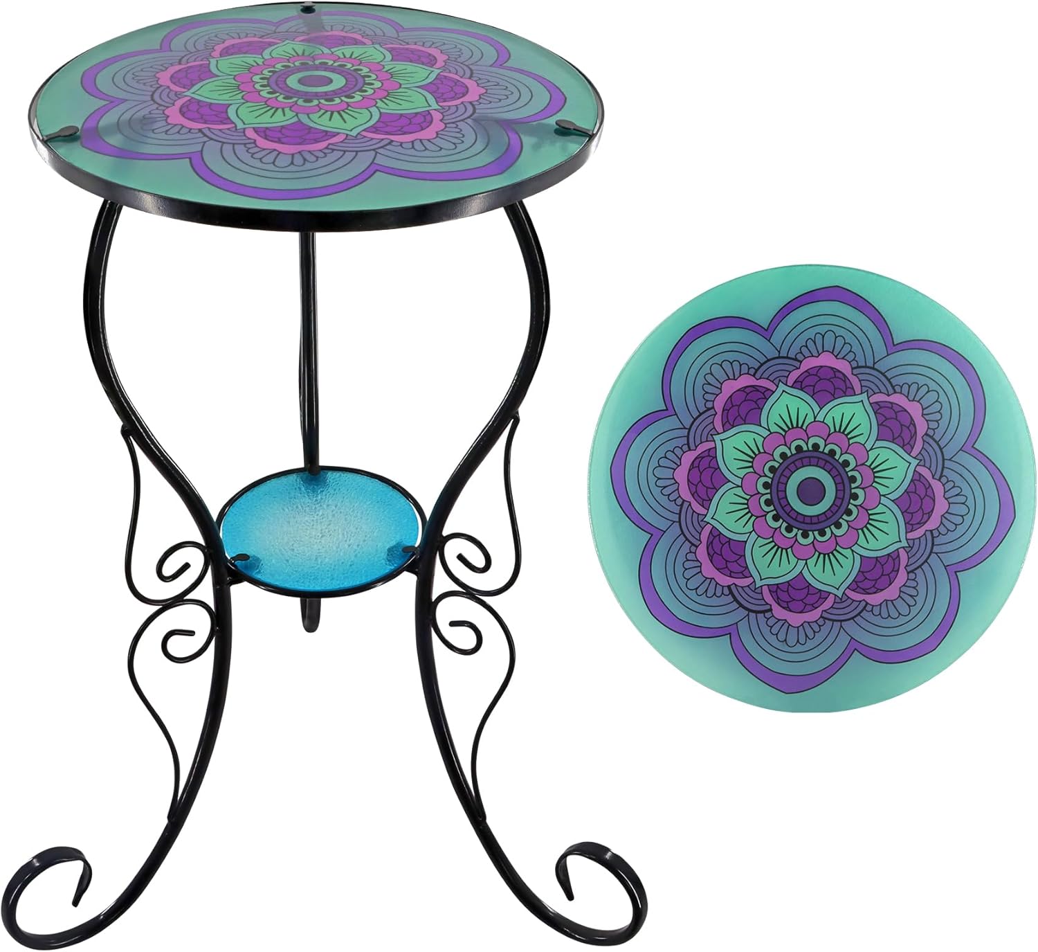 Amazon.com : YNGFIL Outdoor Side Table, Round Small Patio Accent Table ...
