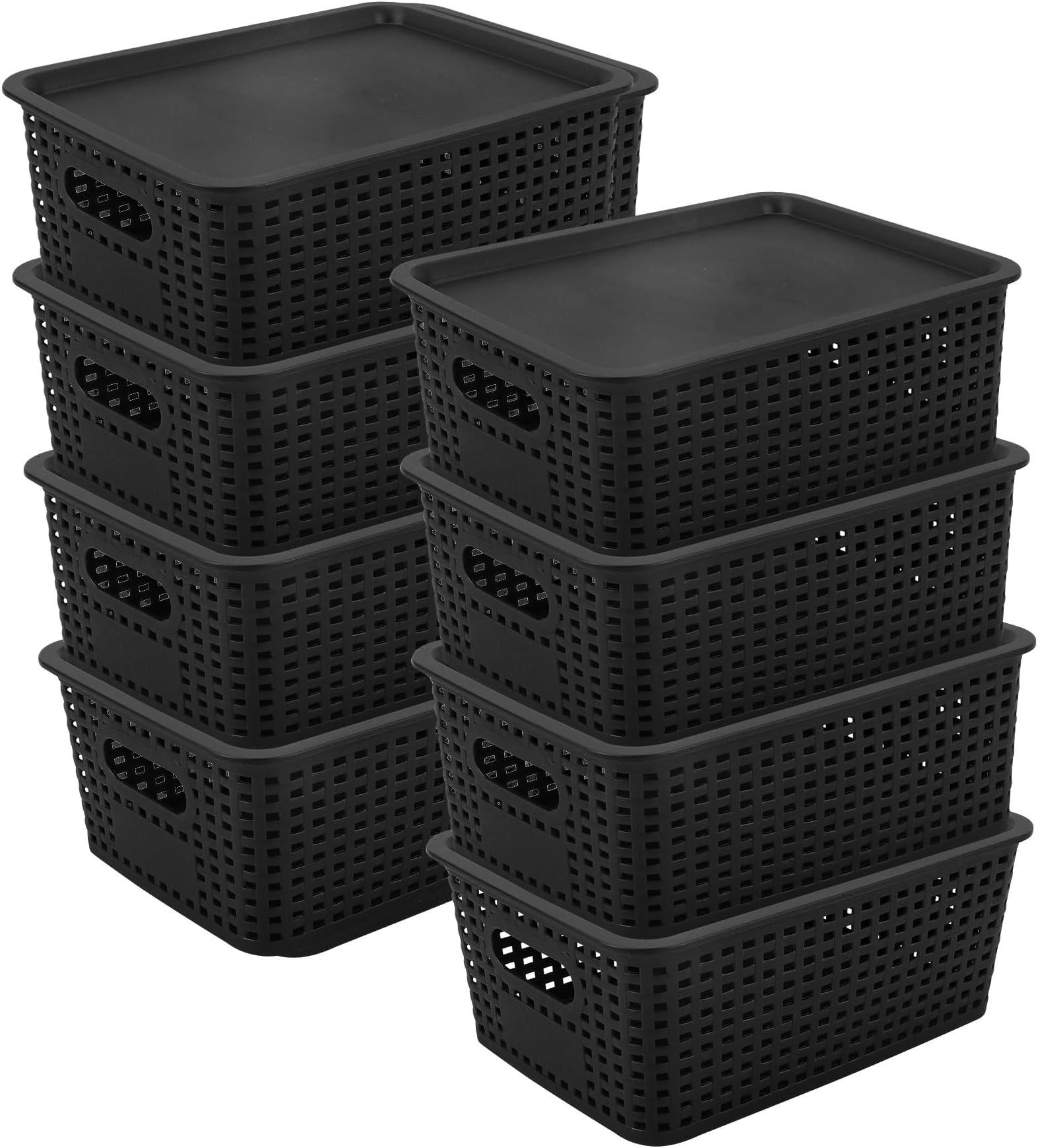 Amazon.com: Plastic Storage Baskets with Lid - Plastic Storage ...