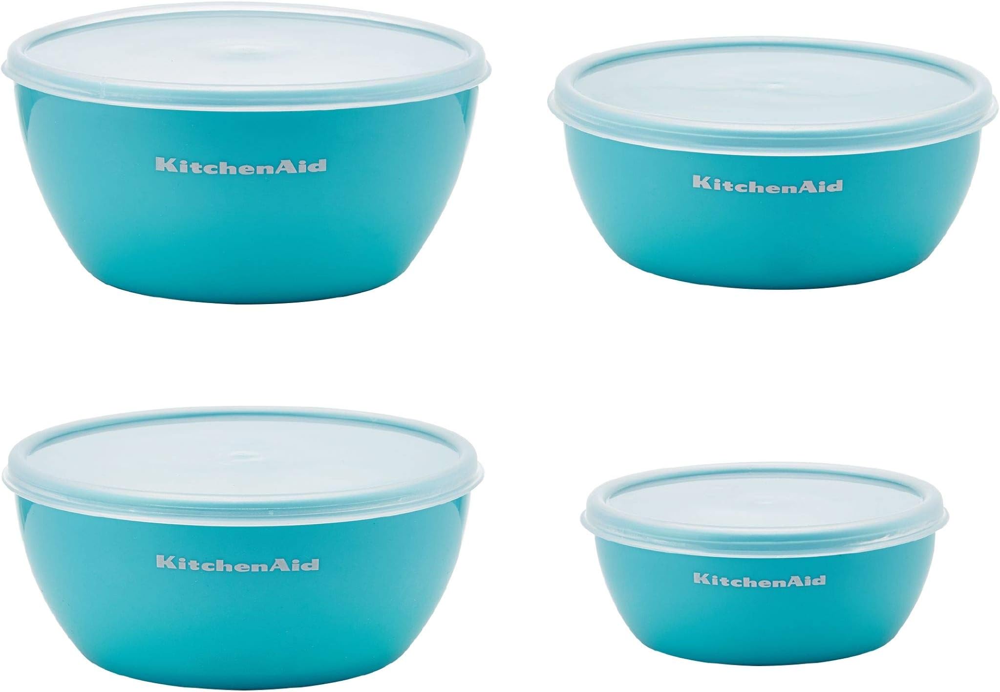 Amazon.com: KitchenAid Classic Prep Bowls with Lids, Set of 4, Aqua Sky ...