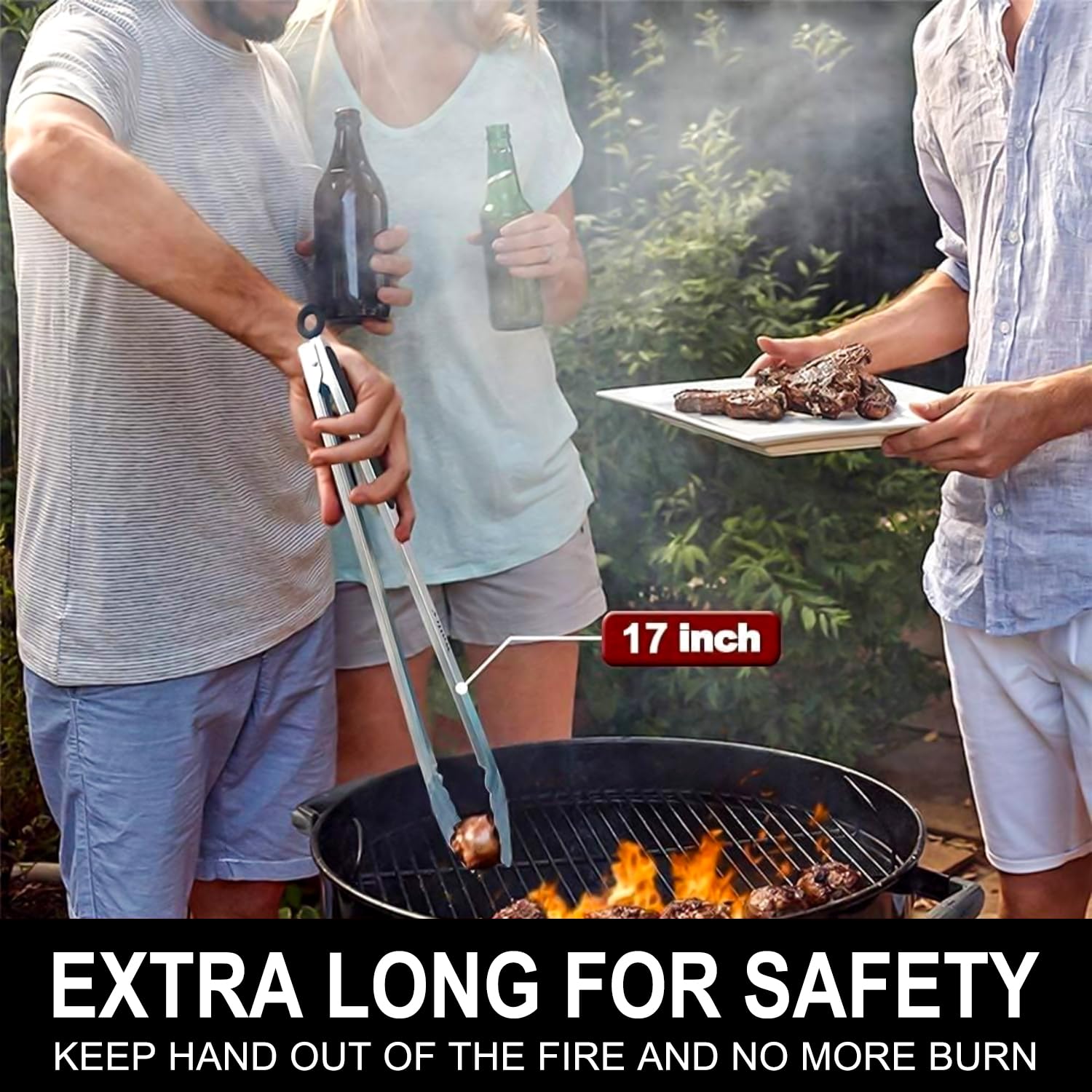 Snapklik.com : 17 Inch Extra Long Grill Tongs, Ultimate Stainless Steel ...