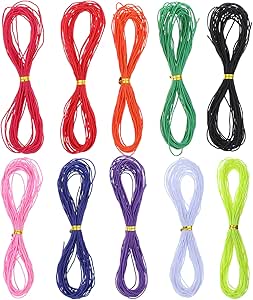 Amazon.com: LXUEJIE 100m Elastic Beaded Cords, 10 Colors Beaded Cord ...