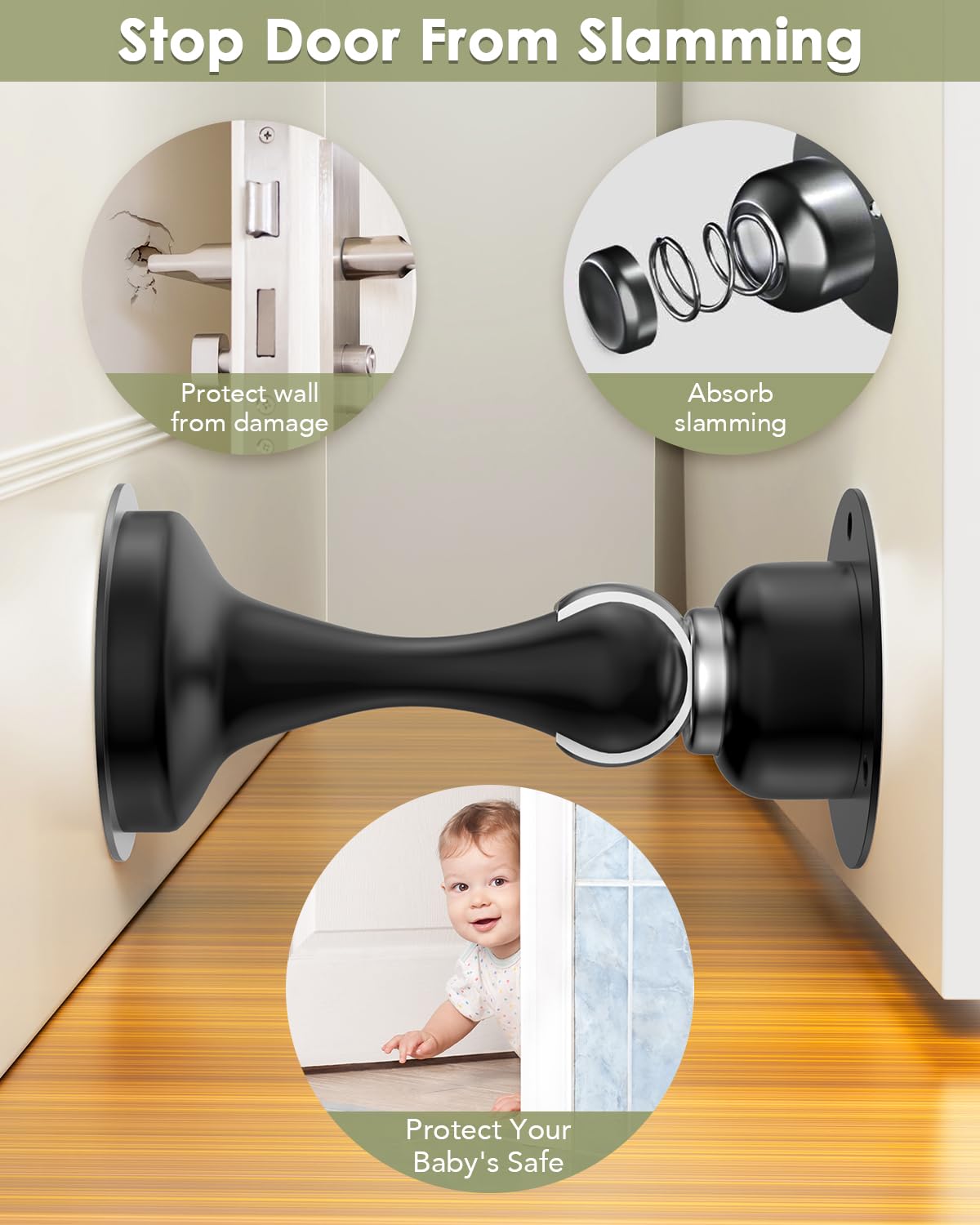 Snapklik.com : Door Stoppers, Magnetic Door Stop 2 Pack Adhesive Stick ...