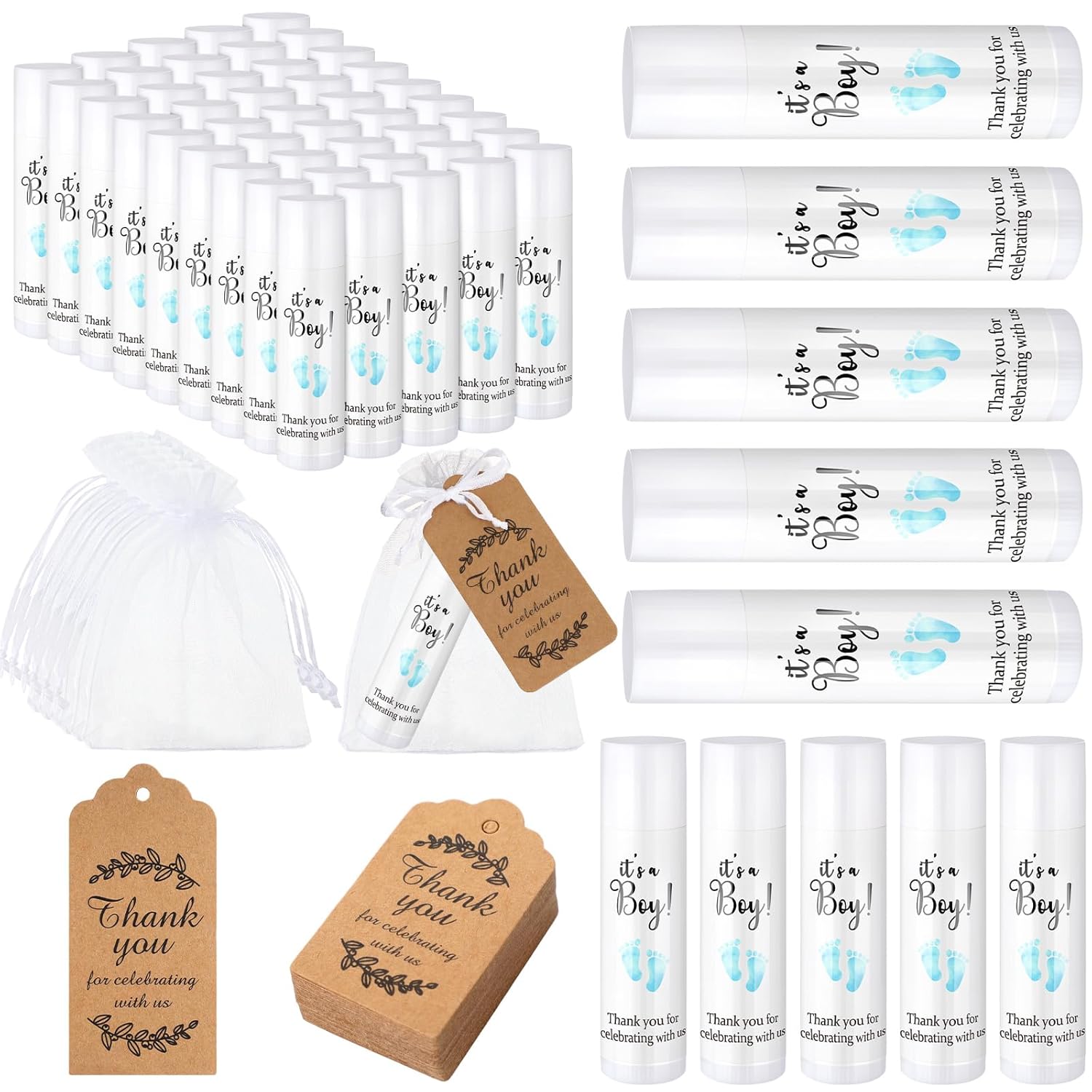 Amazon.com: Dansib 50 Sets Baby Shower Lip Balm Gifts Set Souvenirs ...