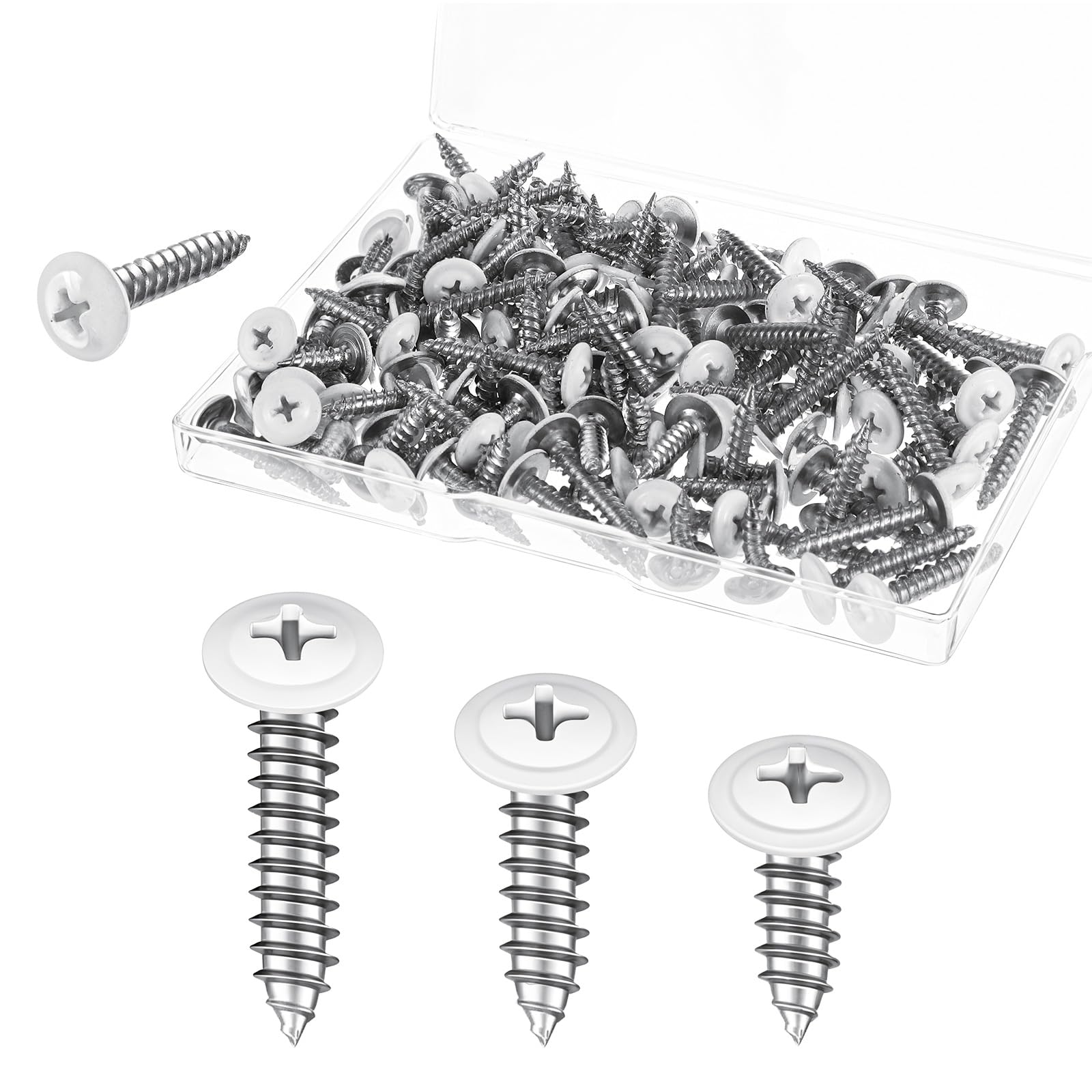 JJUNW 120 Pcs White Screws Wallboard Screws, Cabinet Screws Pan Head ...