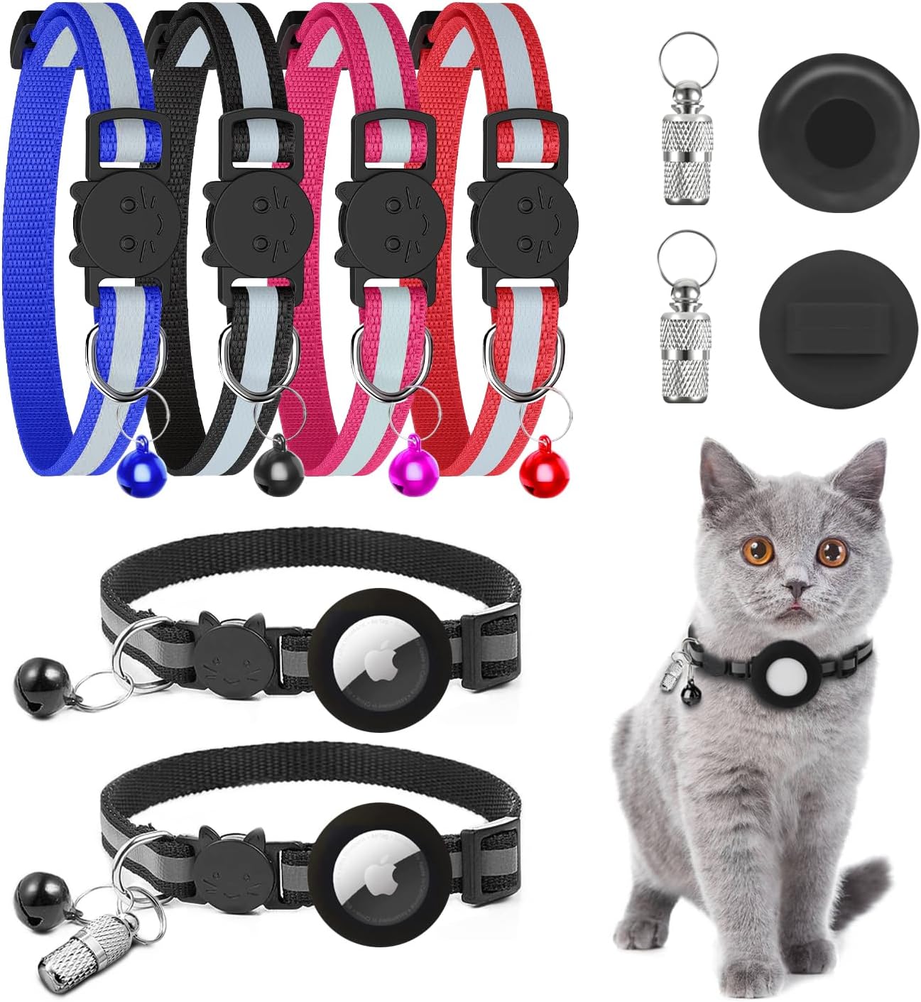 KitoLee Airtag Cat Collars Cat Collar Breakaway Reflective Cat Collars ...