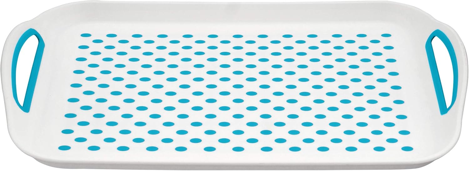HOMESHOPA Anti-Slip Plastic Serving Tray, 1 Pack Blue Rectangular Non ...