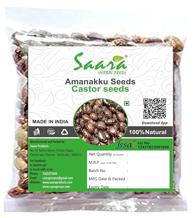 Saara HERBAL FRESH Castor Seeds,100g, Ricinus Communis Seeds, Arand ...