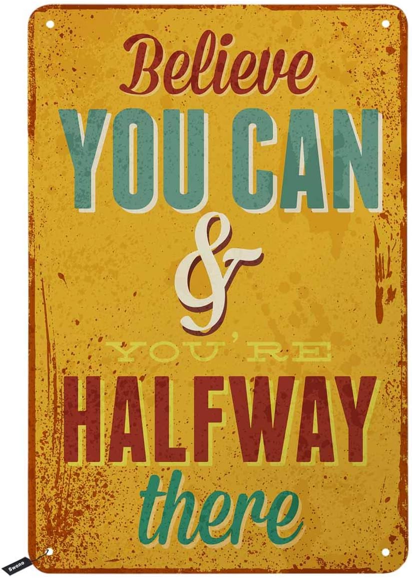 Amazon.com: Swono Believe Tin Signs,Believe You Can You are Halfway ...