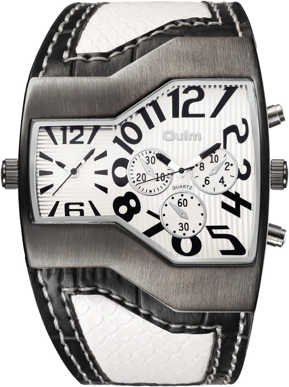 JewelryWe Mens Dual Time Zone Army Military Large Sport Quartz Watch ...