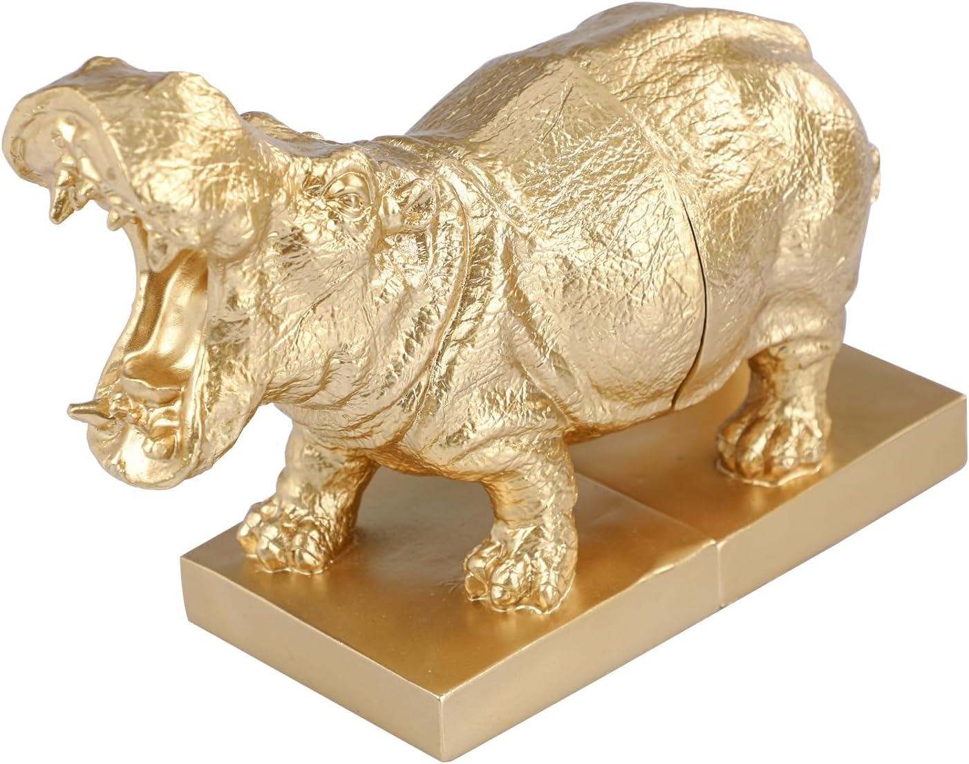 Amazon.com: Set of 2 Polyresin Gold Faux Hippo Bookend,Art bookend ...