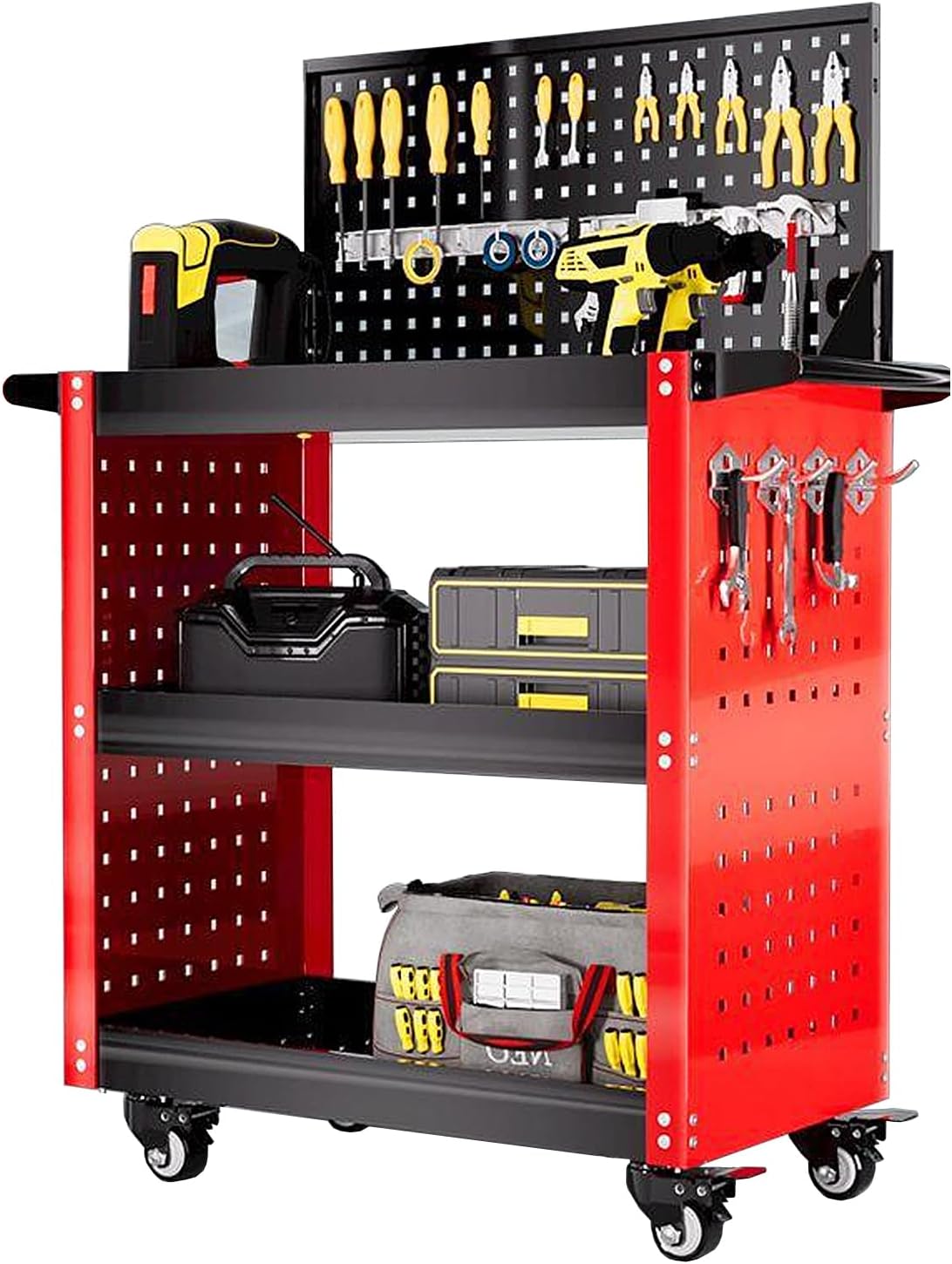 Rolling Tool Cart with Universal Wheels,Tool Boards,Handle and Multi ...