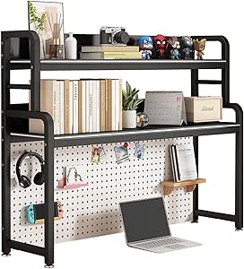 Amazon.com: 2 Tier Desktop Bookshelf / Bookcase - Computer Desk ...